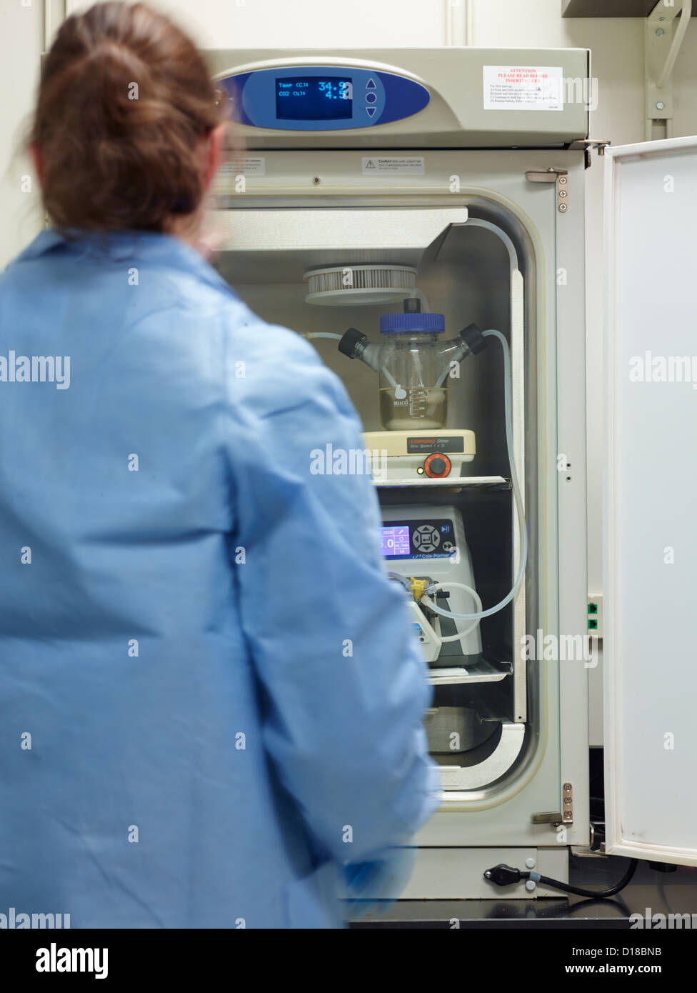 A lab technician conducting various experiments in a research lab Stock ...