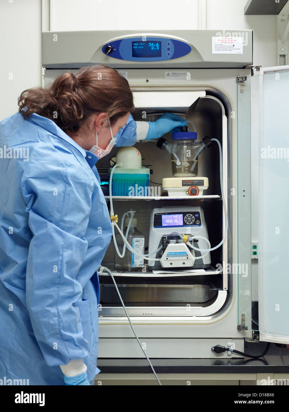 A lab technician conducting various experiments in a research lab Stock ...