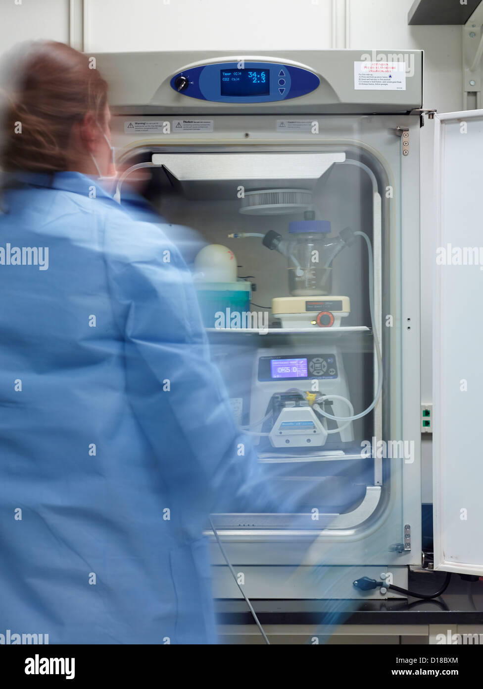 A lab technician conducting various experiments in a research lab Stock ...