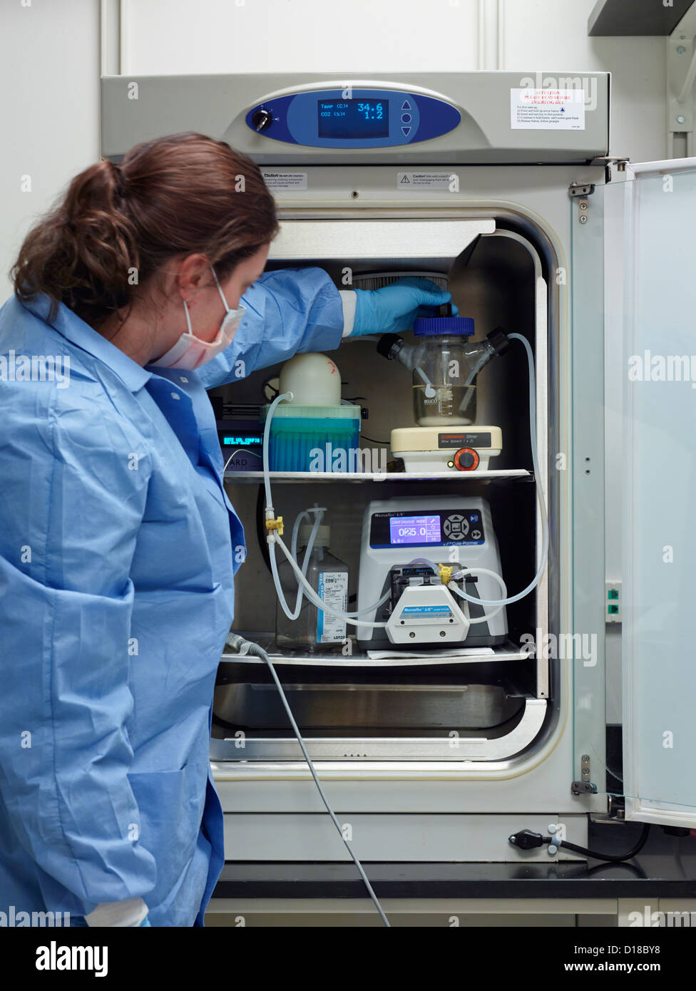 A lab technician conducting various experiments in a research lab Stock ...