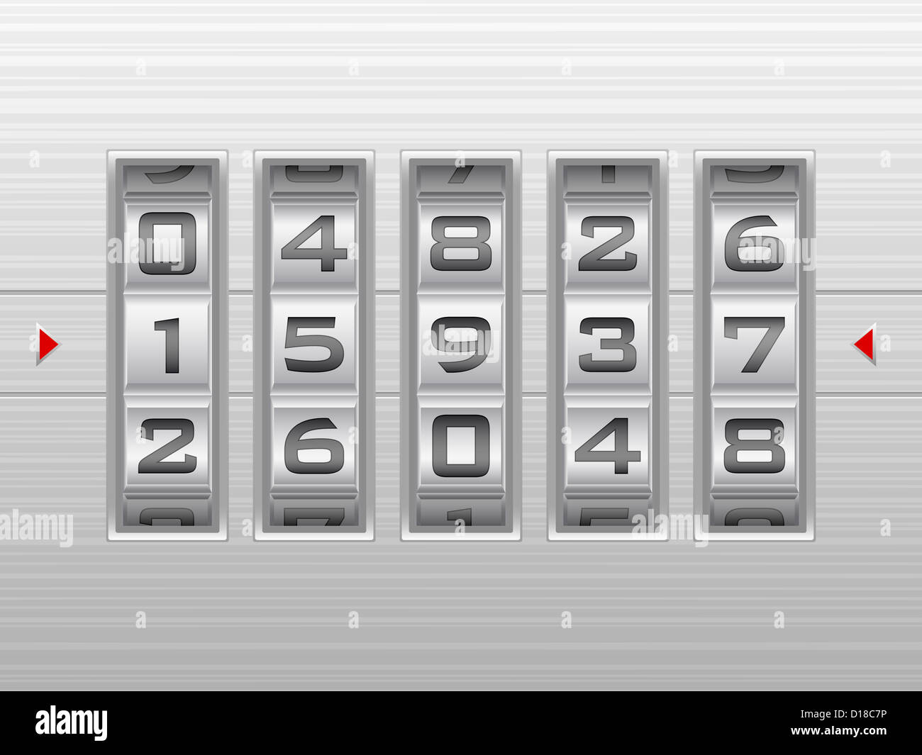 Metallic combination lock with five number. Vector illustration Stock ...