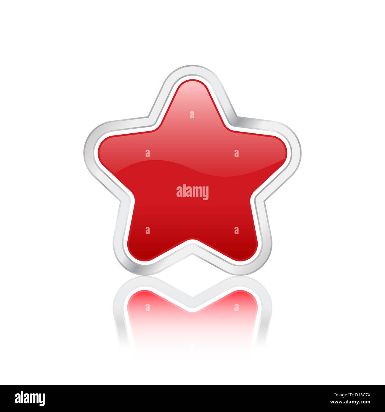 Red star icon with metal contour, isolated on a white background ...