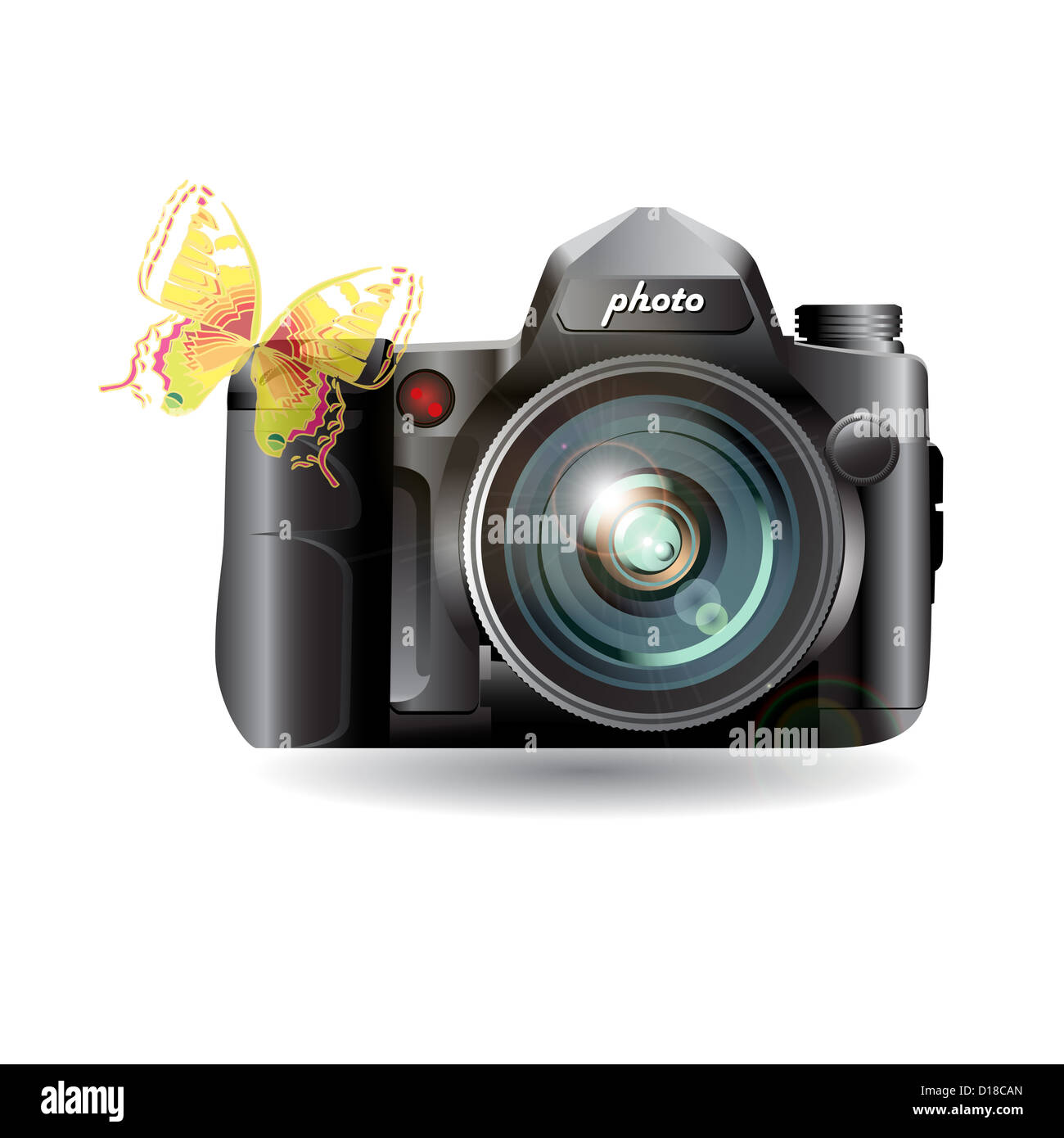 Vector drawing digital photo camera on white background Stock Photo - Alamy