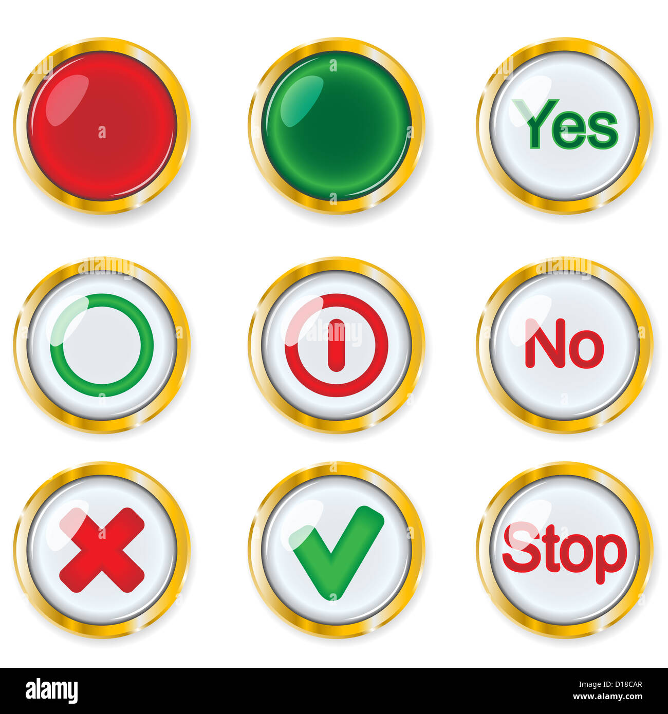 illustration, nine buttons with inscription on white background Stock ...