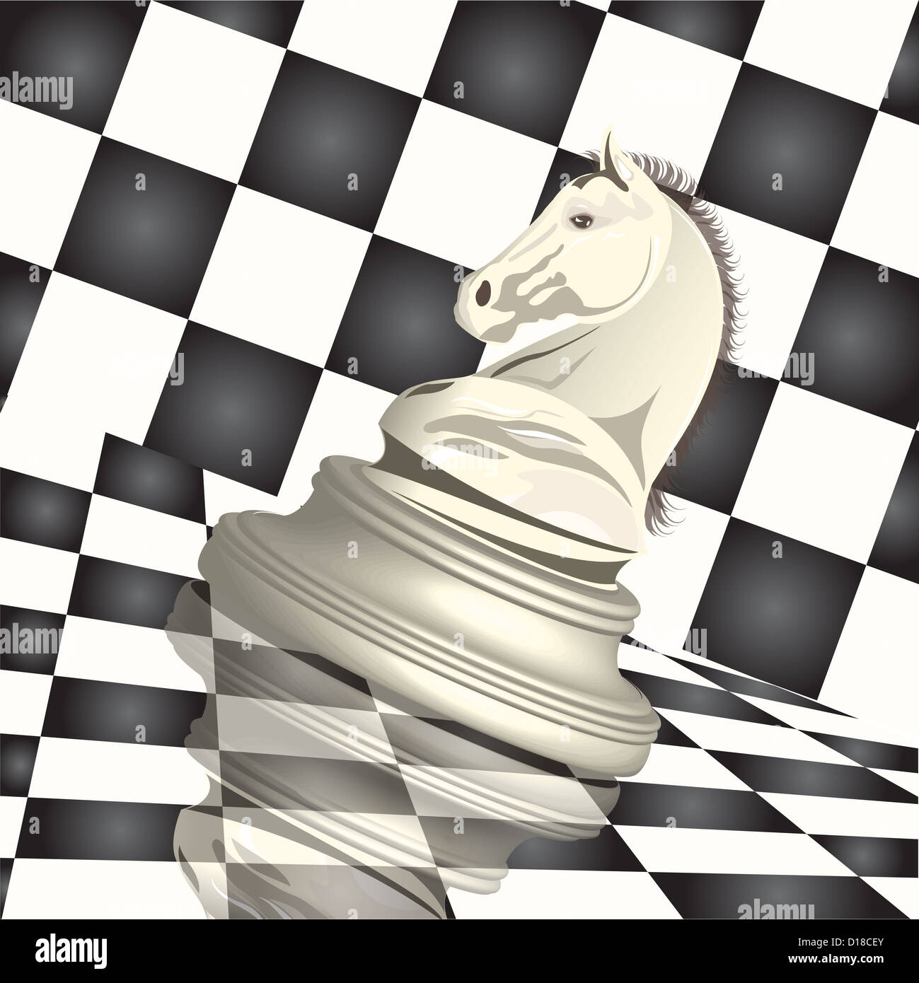 illustration, chess figure horse on background of the chess board Stock ...