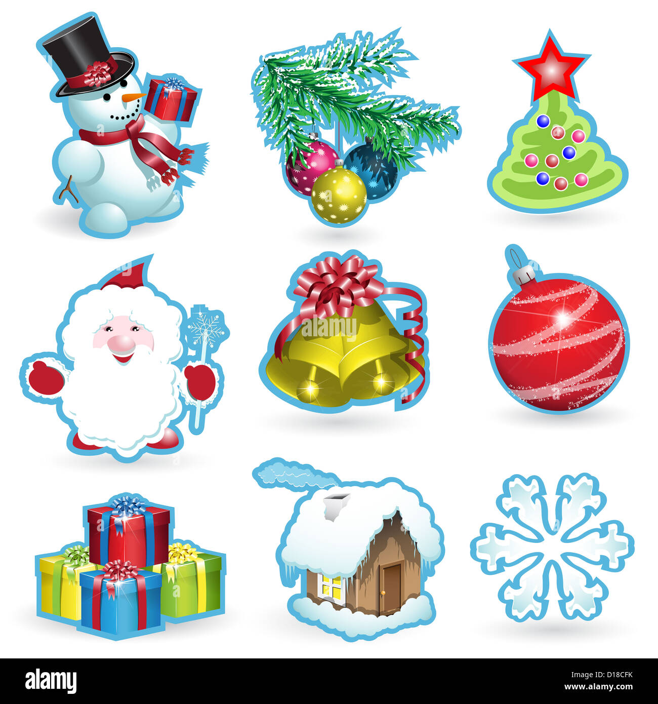 illustration, nine christmas of the allegories on white background ...