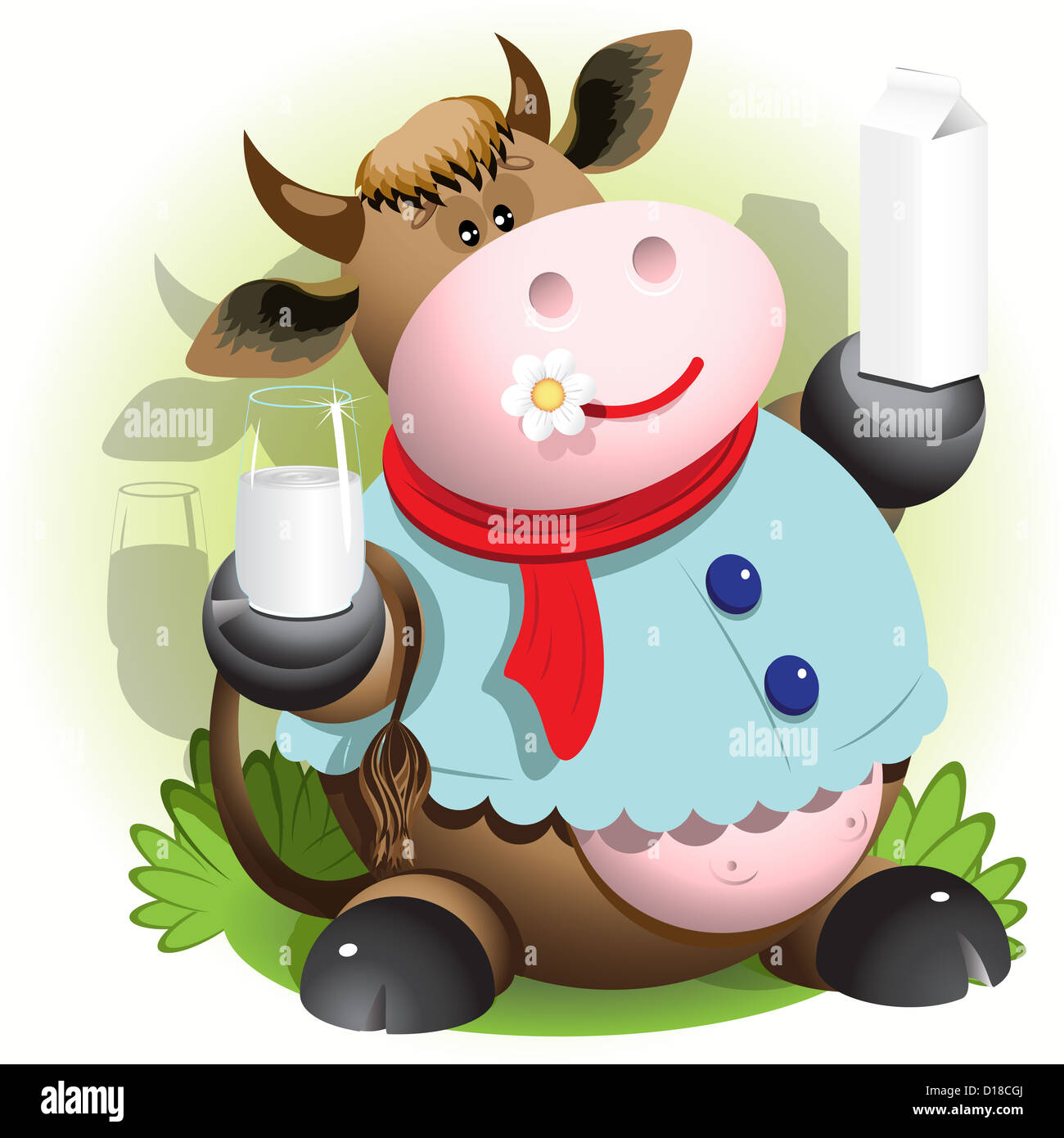 illustration, merry of a cartoon cow with flower Stock Photo - Alamy