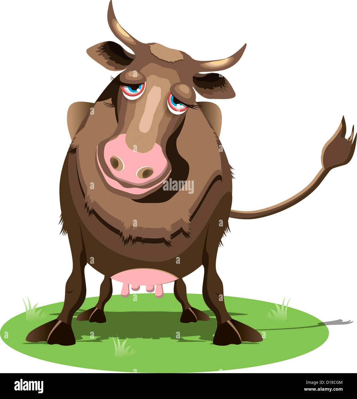 illustration, the sad cow on a white background Stock Photo - Alamy