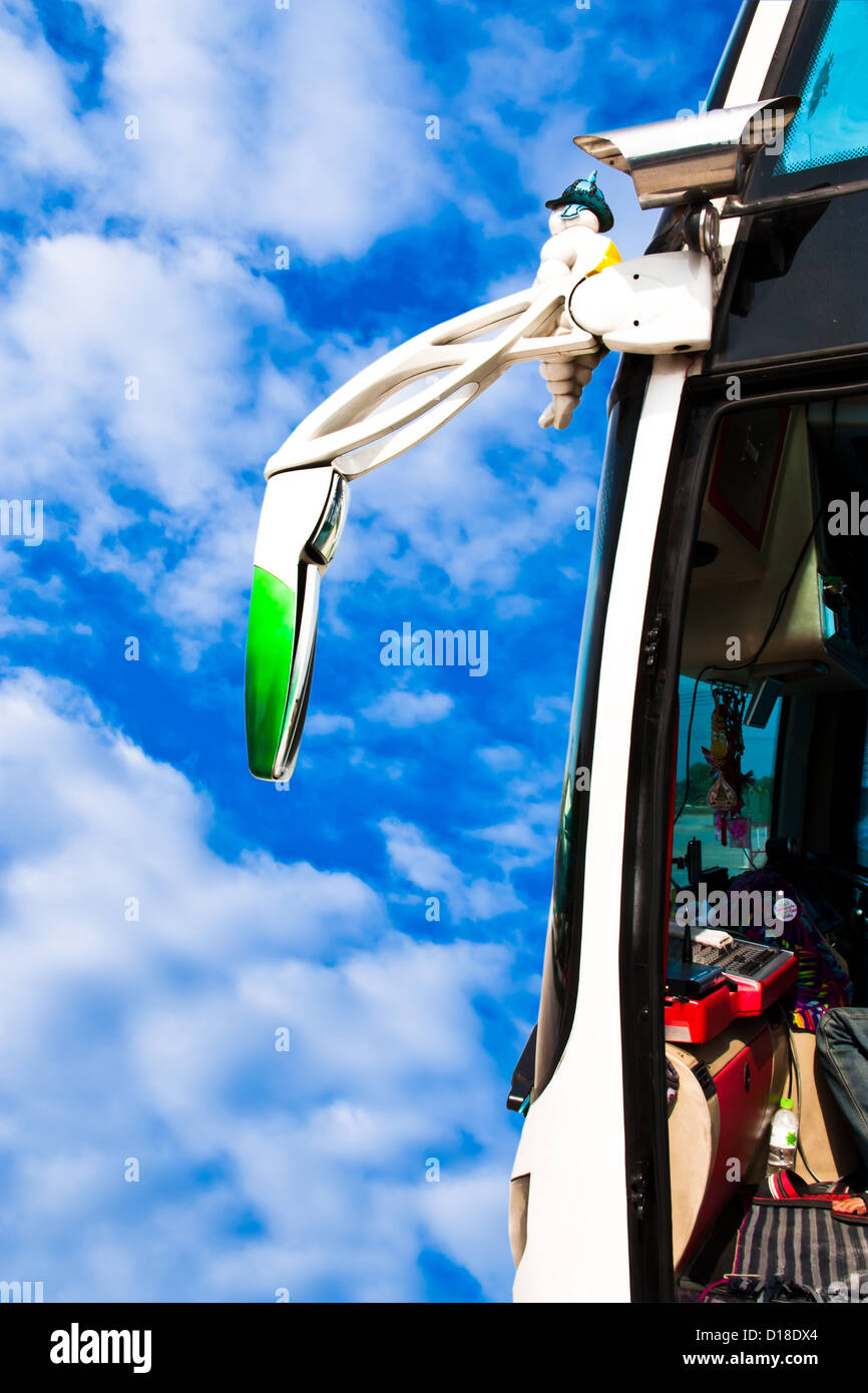 Bus side mirror view driving hi-res stock photography and images - Alamy