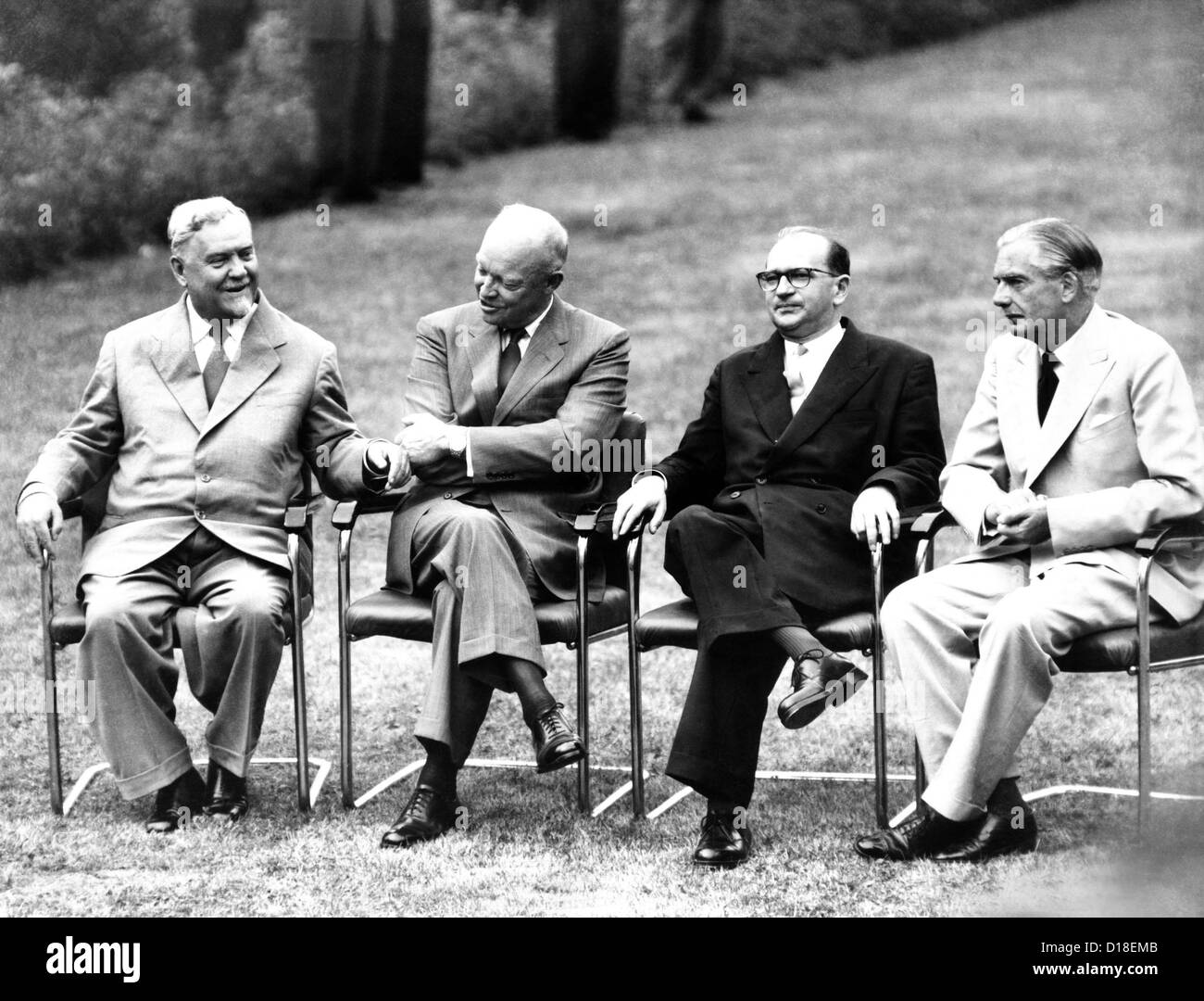 Cold War summit meeting of the 'Big Four' in Geneva, Switzerland. L-R ...