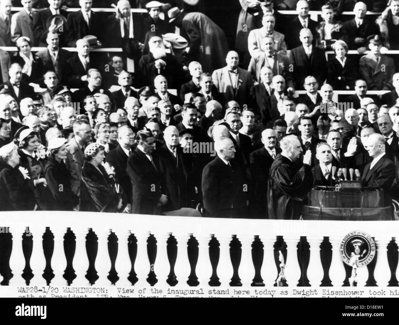 Dwight Eisenhower first Inauguration. L-R: Bess Truman; Mrs. John ...