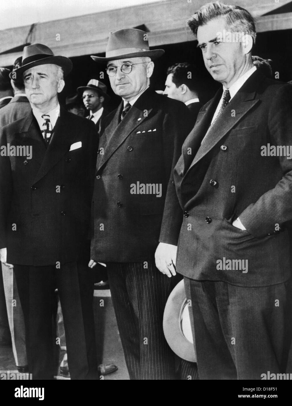 Powerful FDR advisor, James Byrnes; Vice President Harry Truman; and ...