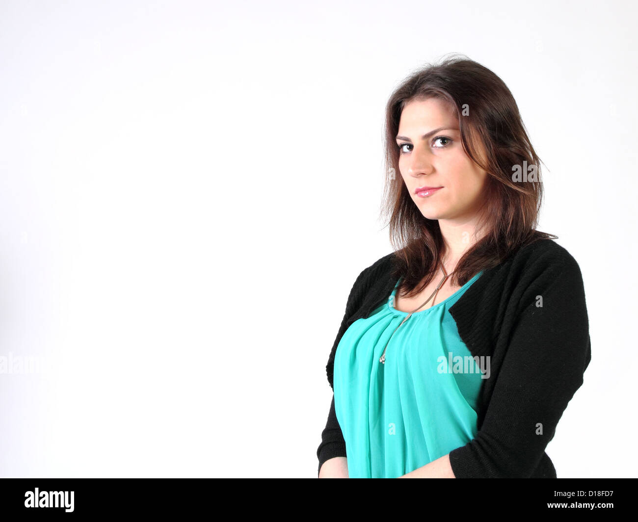 young girl on a white background Stock Photo - Alamy
