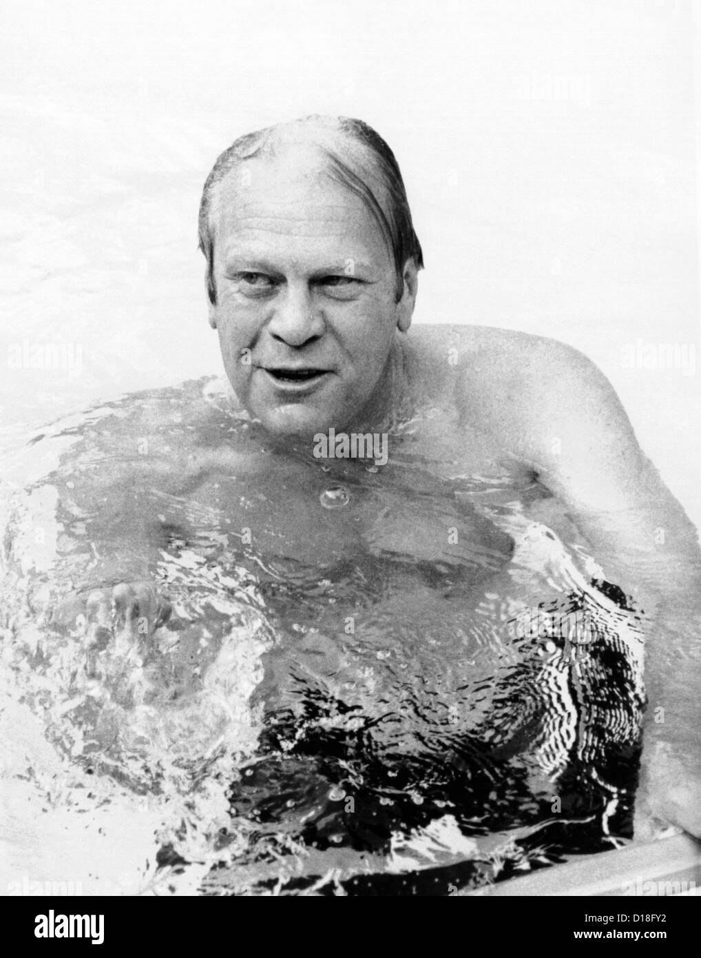 President Ford swimming in the new White House Swimming pool. July 5 ...