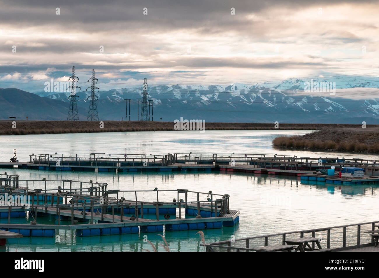 Fish farm in rural landscape Stock Photo - Alamy