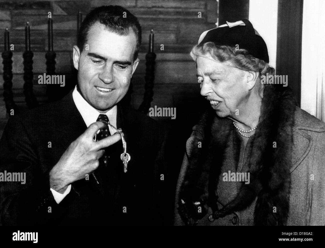 Vice President Richard Nixon and Eleanor Roosevelt at dedication ...