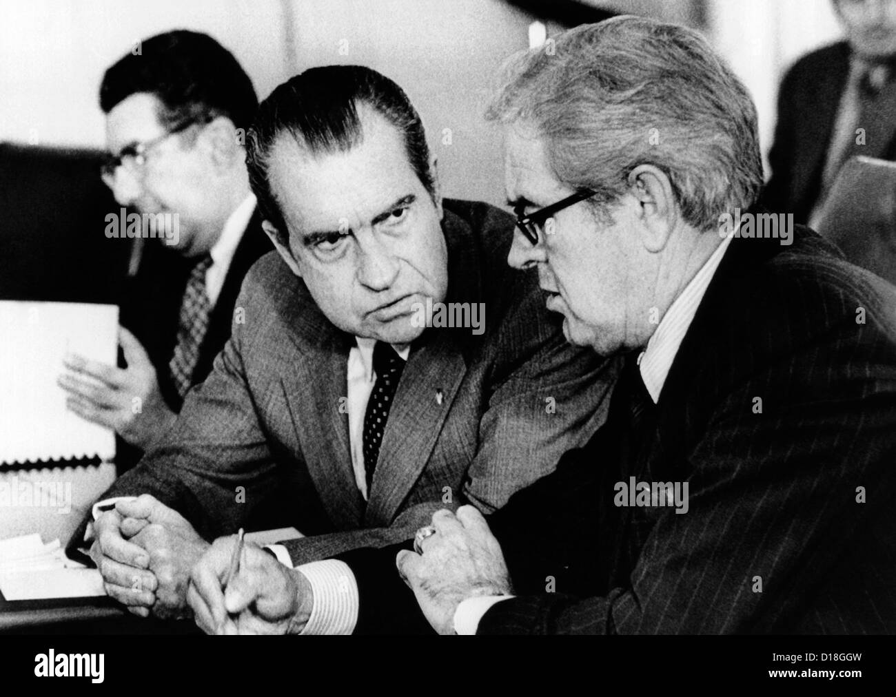 President Richard Nixon meets with the Cost of Living Council. L-R ...