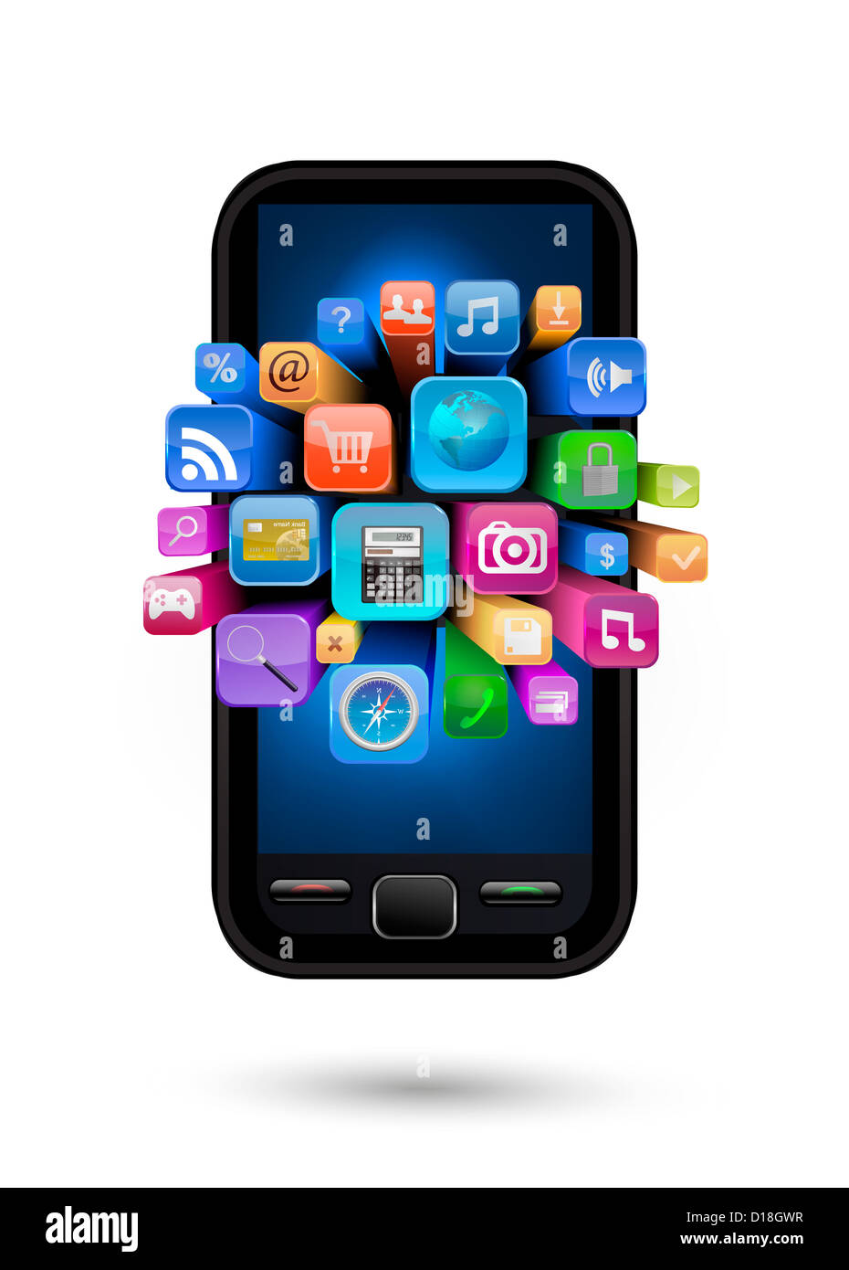 mobile phone with icons Stock Photo - Alamy