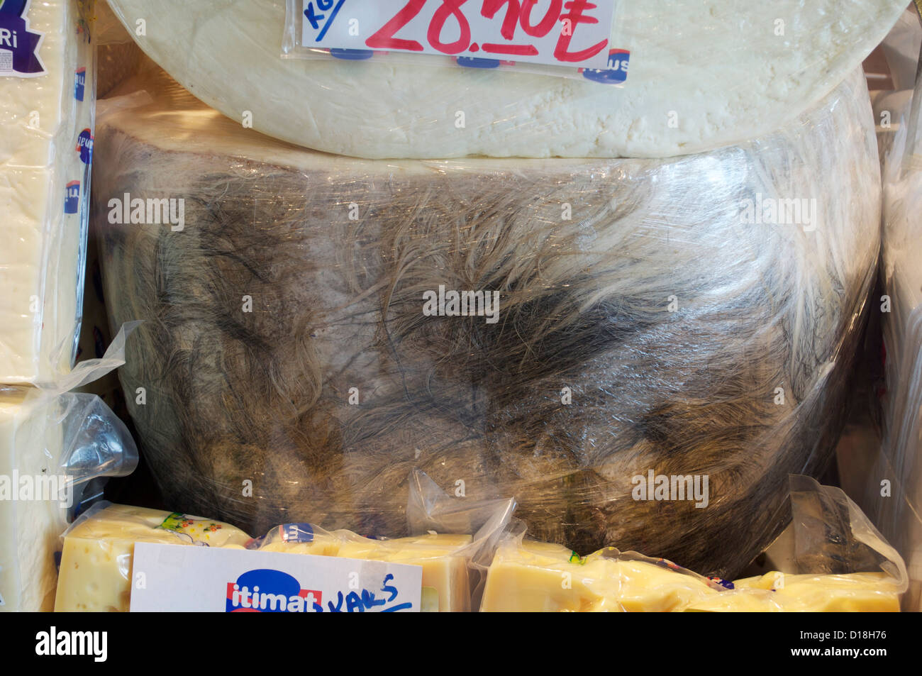 Turkish cheese covered in goat hair in Istanbul Stock Photo - Alamy