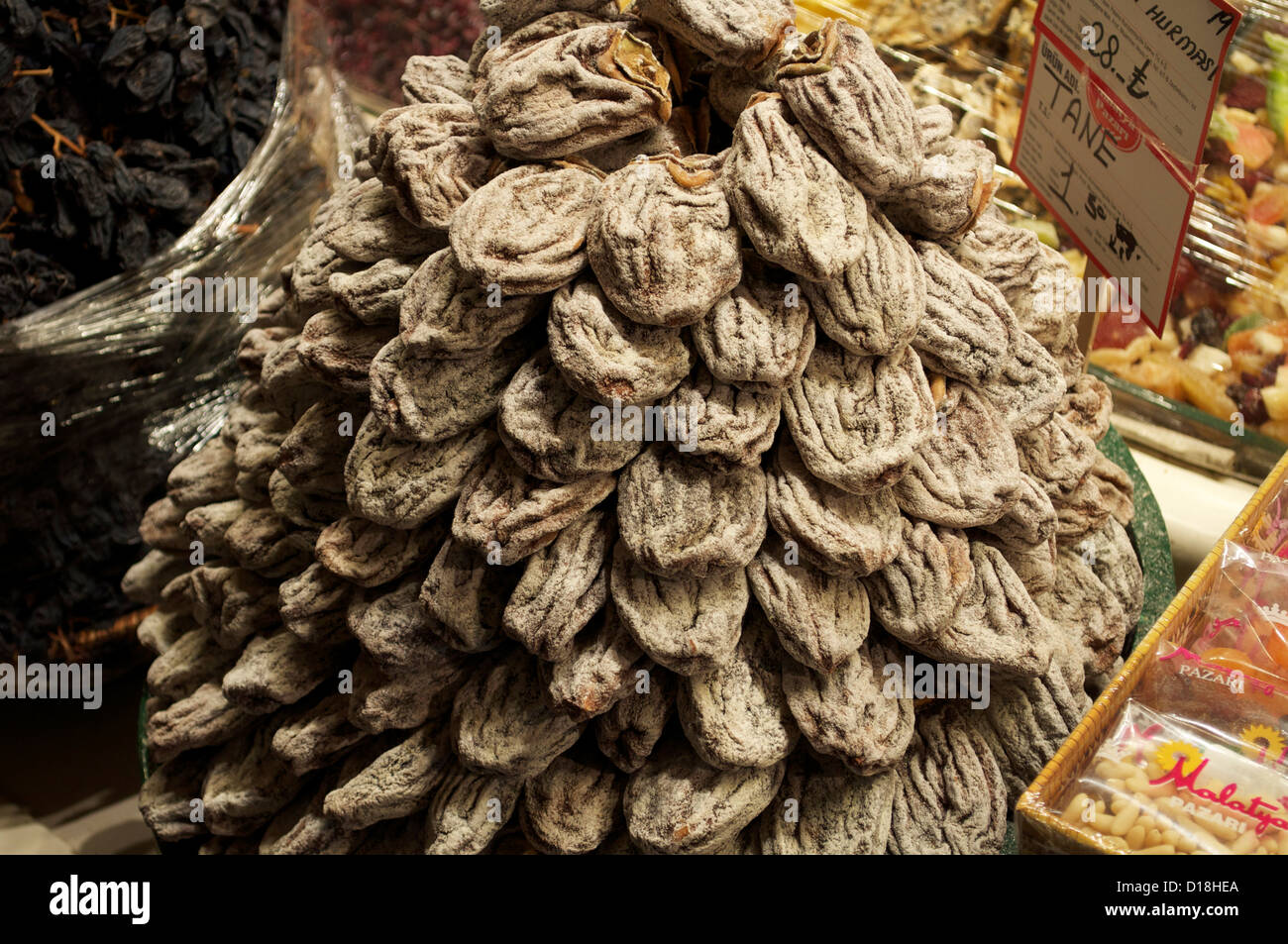 Dried fruits on display for sale at the Grand Bazaar in Istanbul ...