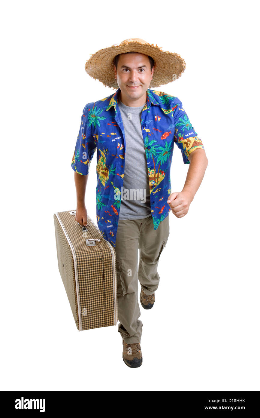 young silly man traveler, full body, isolated Stock Photo - Alamy