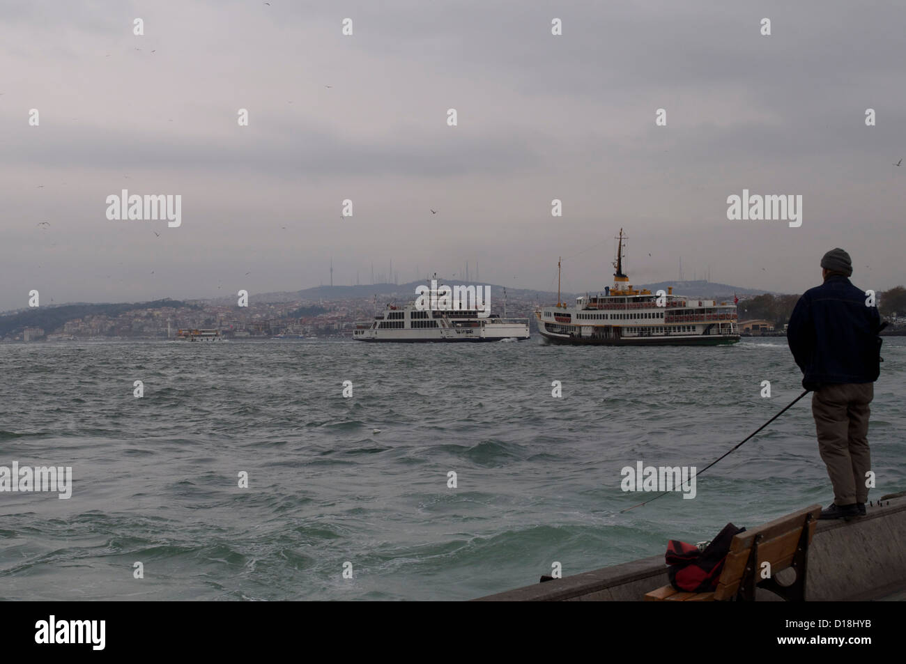 Fishing on the Bosphorus in Istanbul, Turkey Stock Photo - Alamy