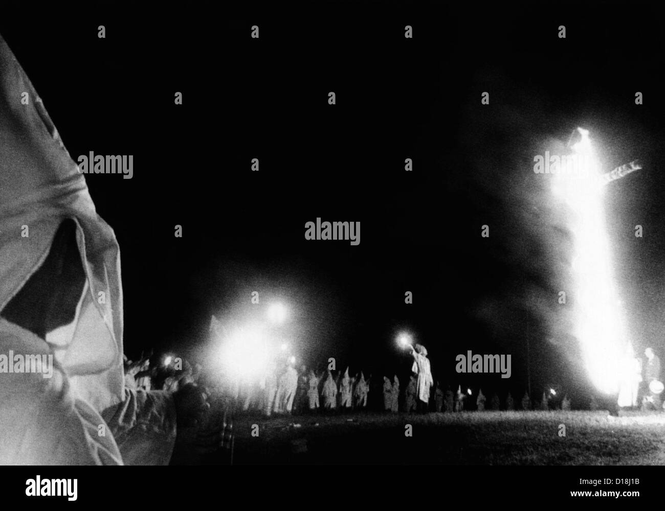 Ku Klux Klan cross burning at Stone Mountain, Georgia. Hundreds, many ...