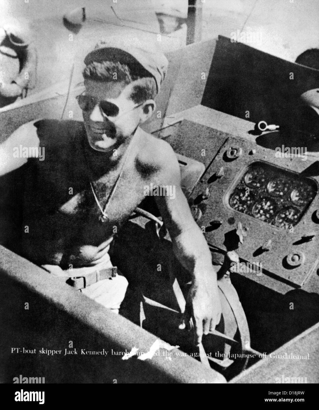 Lt. John Kennedy in the Pacific during World War II. He was a PT boat ...