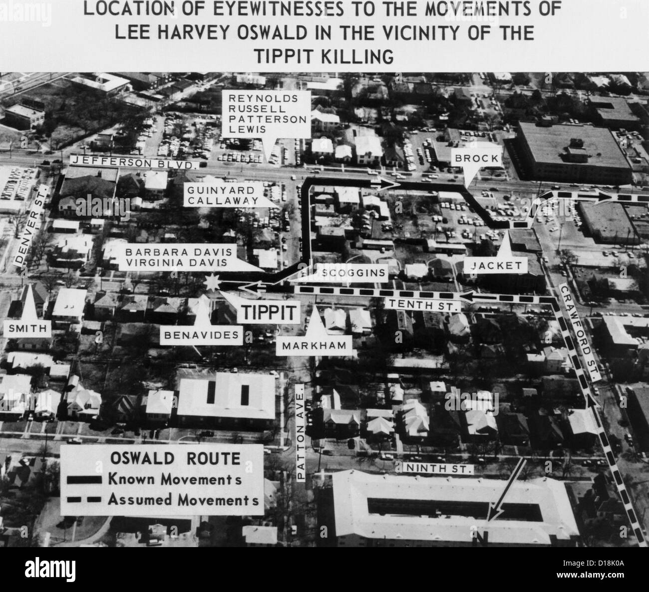 Warren Commission exhibit. Photograph of Dallas records the location of ...