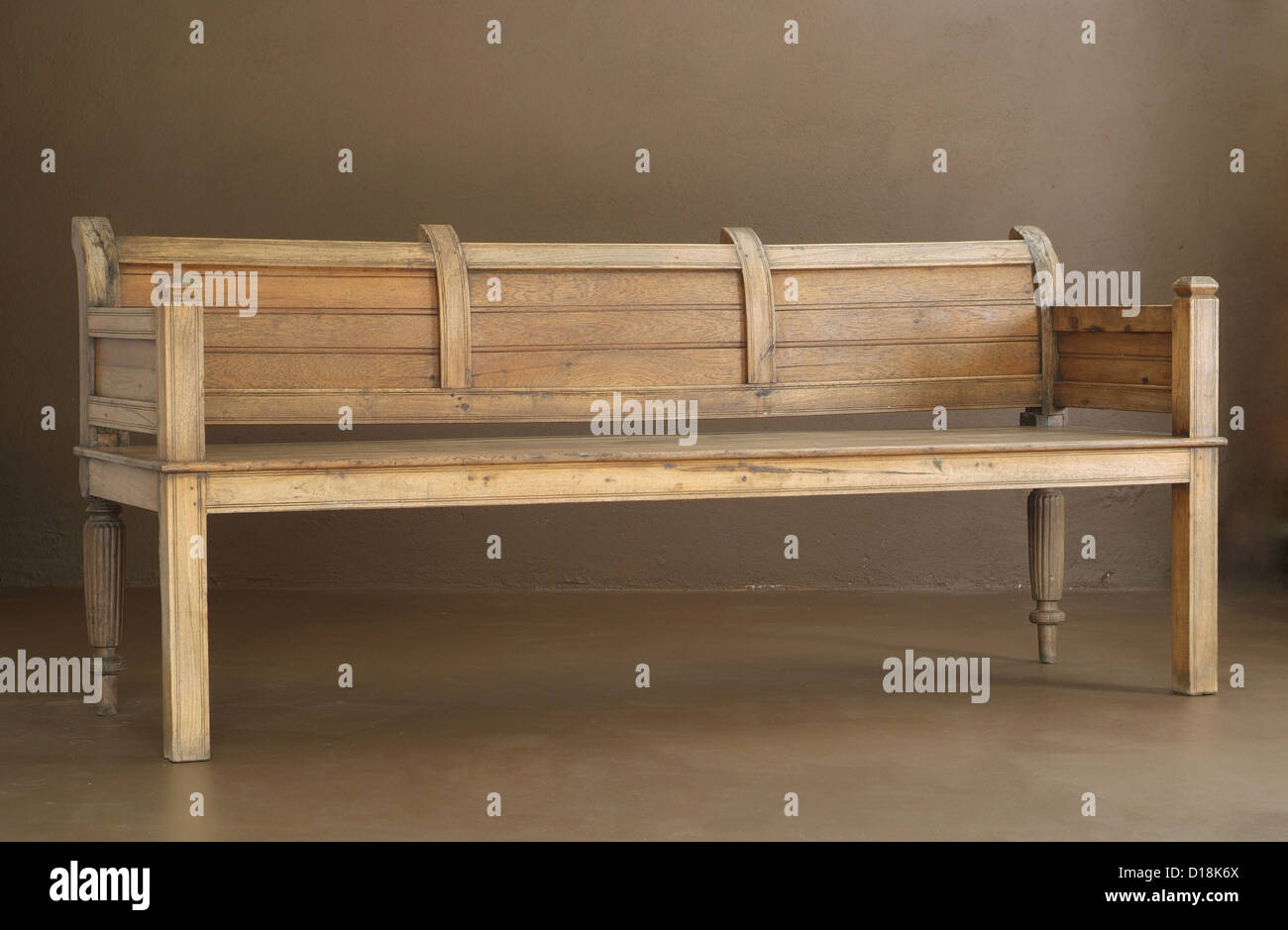 Classic wooden bench interior Stock Photo - Alamy