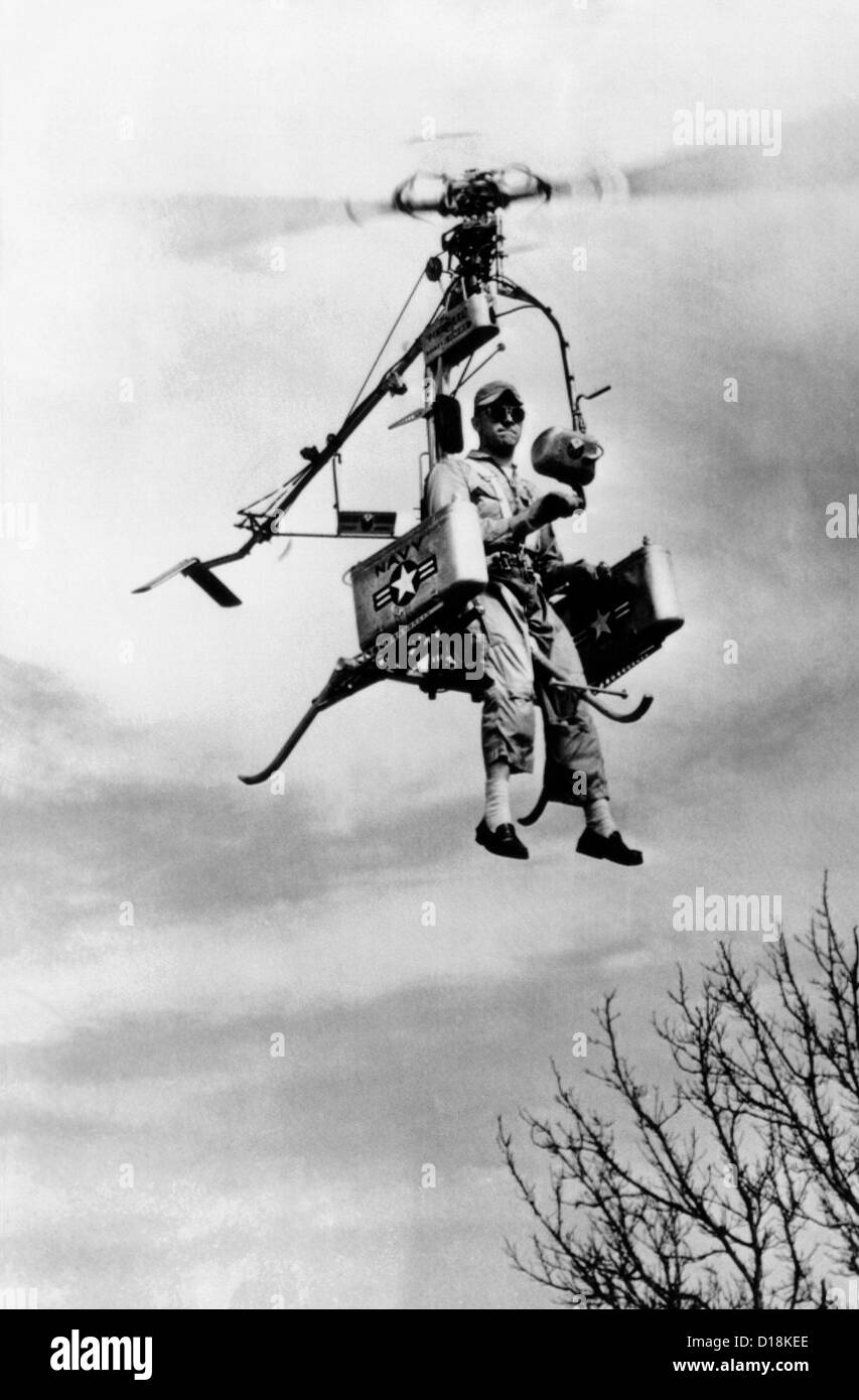 Rocket powered personal helicopter. Called the 'Pinwheel', it was a ...