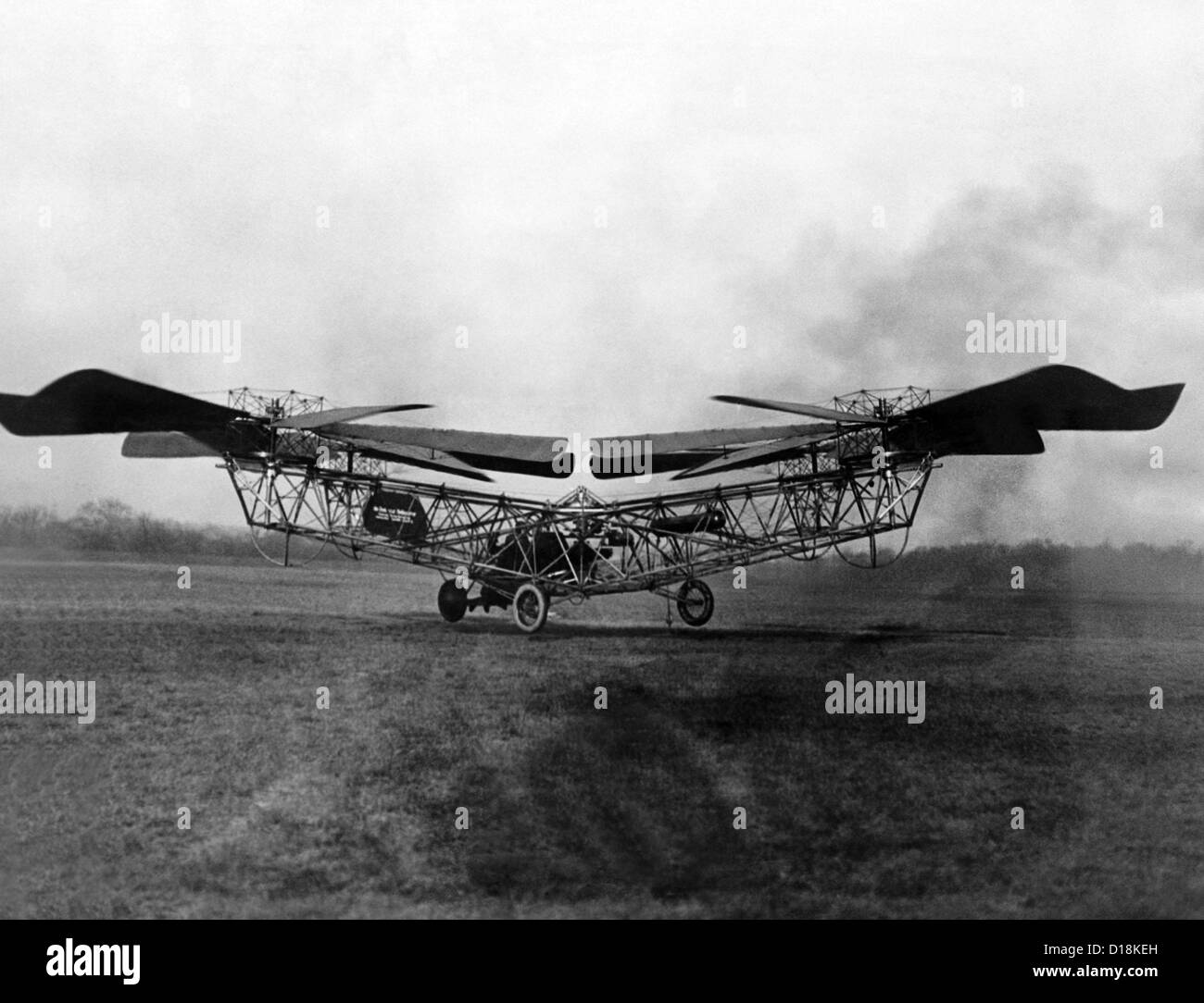 1923 'helicopter' in trials at McCook Field, Ohio. It lifts from the ...
