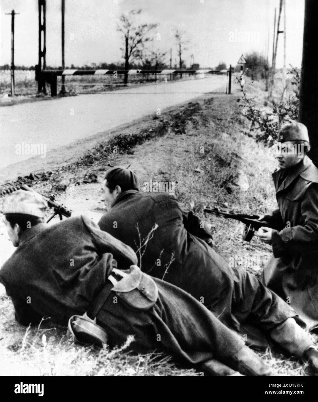 The 1956 Hungarian Uprising. Anti-Soviet rebels, armed with submachine ...