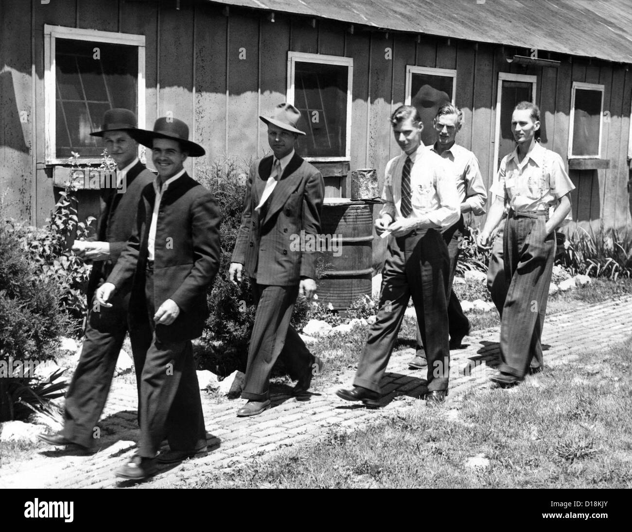 World War II conscientious objectors. Six religious objectors arrive at ...