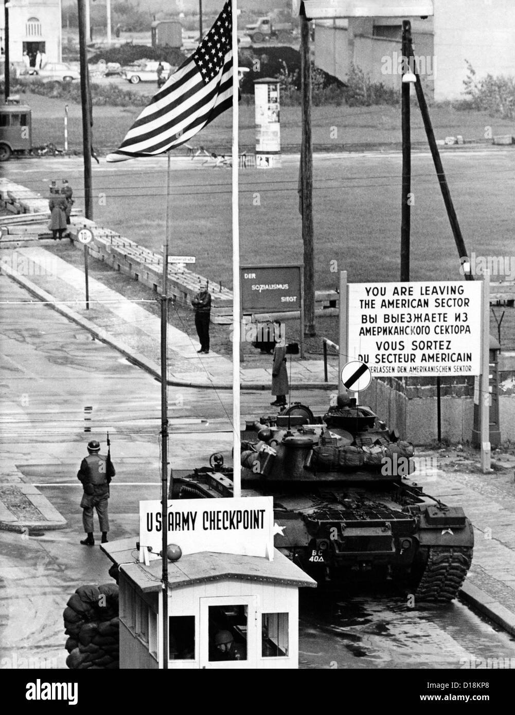 American checkpoint on the Friedrichstrasse crossing point on the East ...