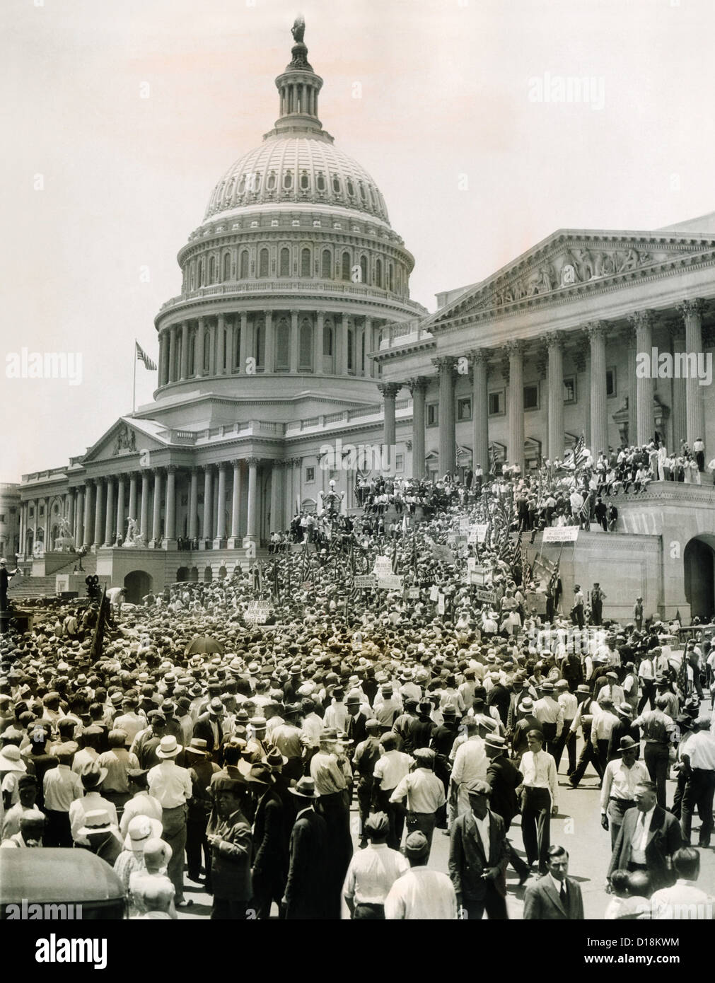 Bonus Army Veterans protest the adjournment of Congress before the ...