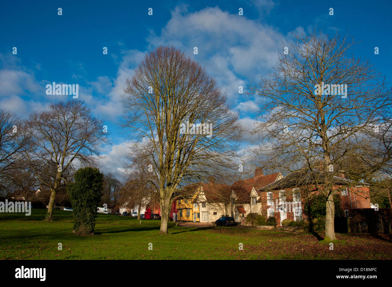 Village green with painted cottages Hartest Suffolk Stock Photo - Alamy