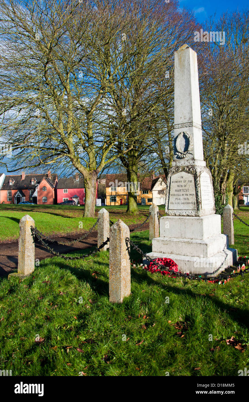 Village war memorial Hartest Suffolk Stock Photo - Alamy