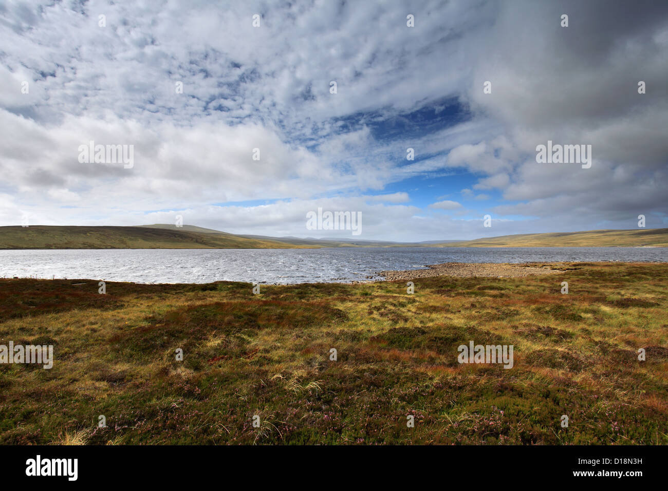 Landscape over Cow Green Reservoir, Moor House National Nature Reserve ...
