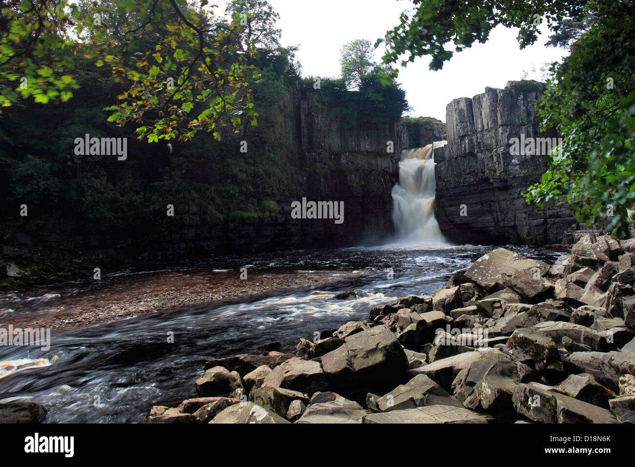 panoramic image, High Force waterfall, river Tees, Upper Teesdale ...