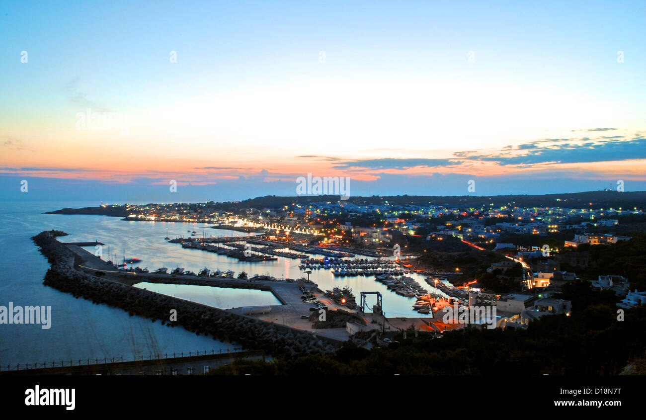The Leuca harbor at sunset from the sanctuary Stock Photo - Alamy