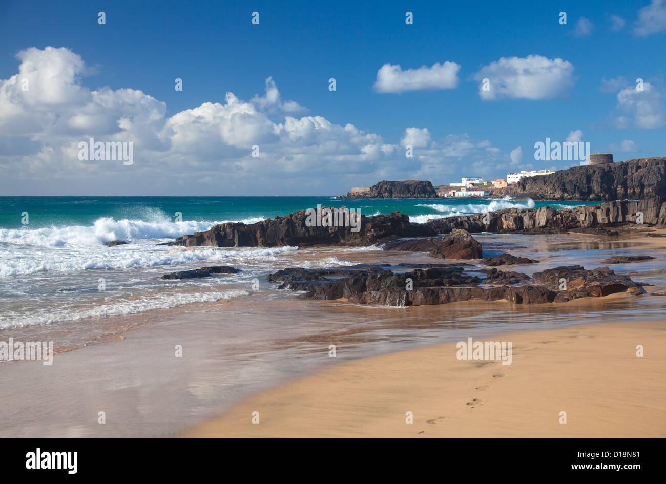 Northern Fuerteventura, edge of El Cotillo, beach Playa del Castillo ...
