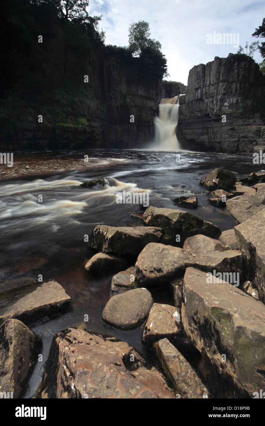 panoramic image, High Force waterfall, river Tees, Upper Teesdale ...