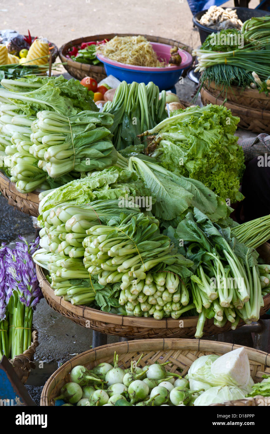 Sale of fresh Vegetables on a Market in Phnom Penh, Cambodia Stock ...