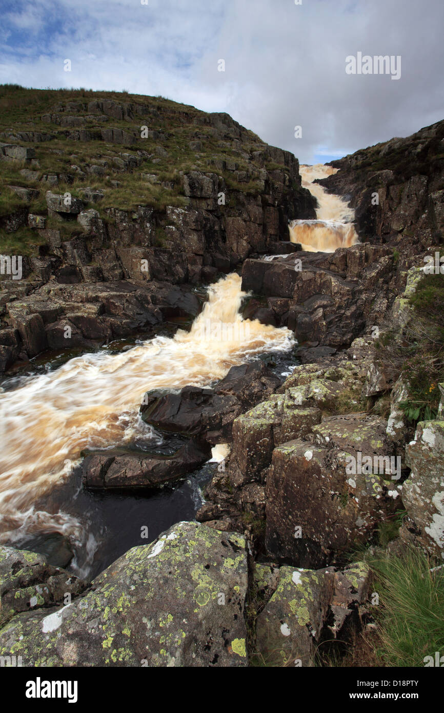 panoramic image, Cauldron Snout waterfall, river Tees, Moor House ...