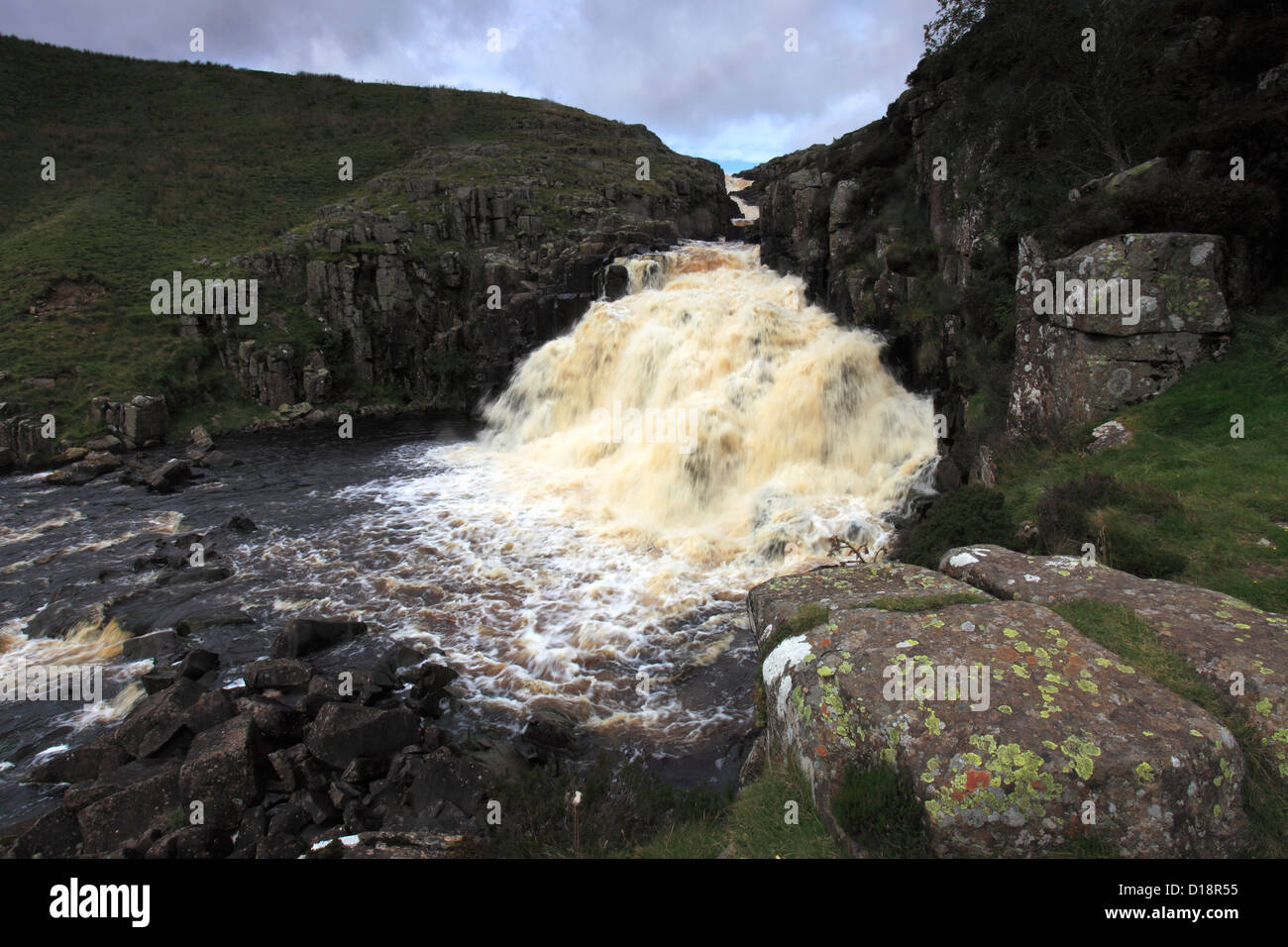 panoramic image, Cauldron Snout waterfall, river Tees, Moor House ...