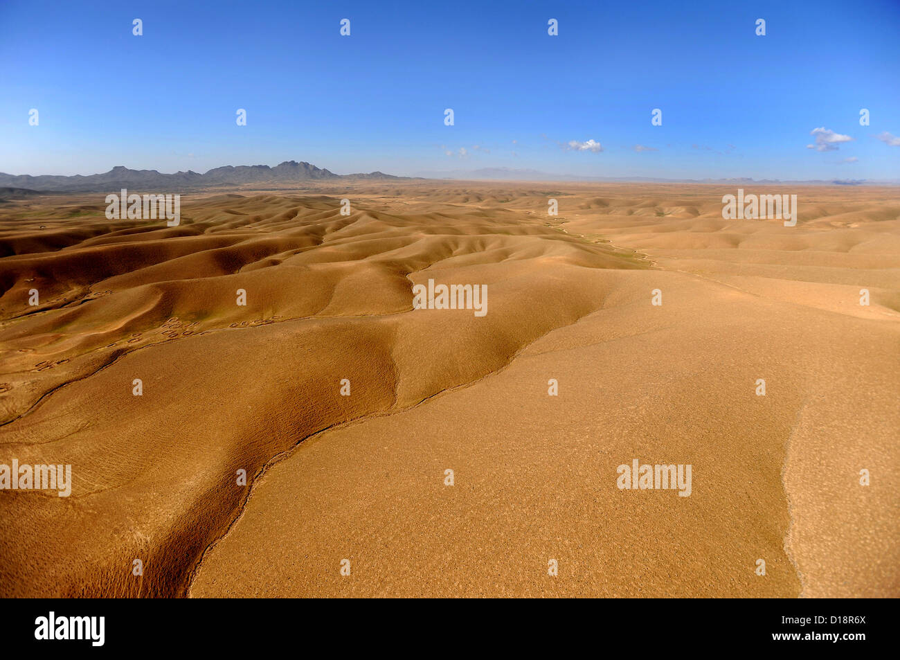 Aerial view of the arid mountains of Southern Afghanistan in Uruzgan ...