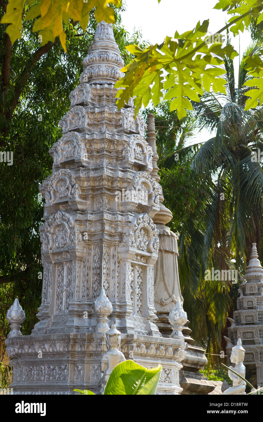Small Chedis in the Buddhist Temple Wat Sarawan in Phnom Penh, Cambodia ...