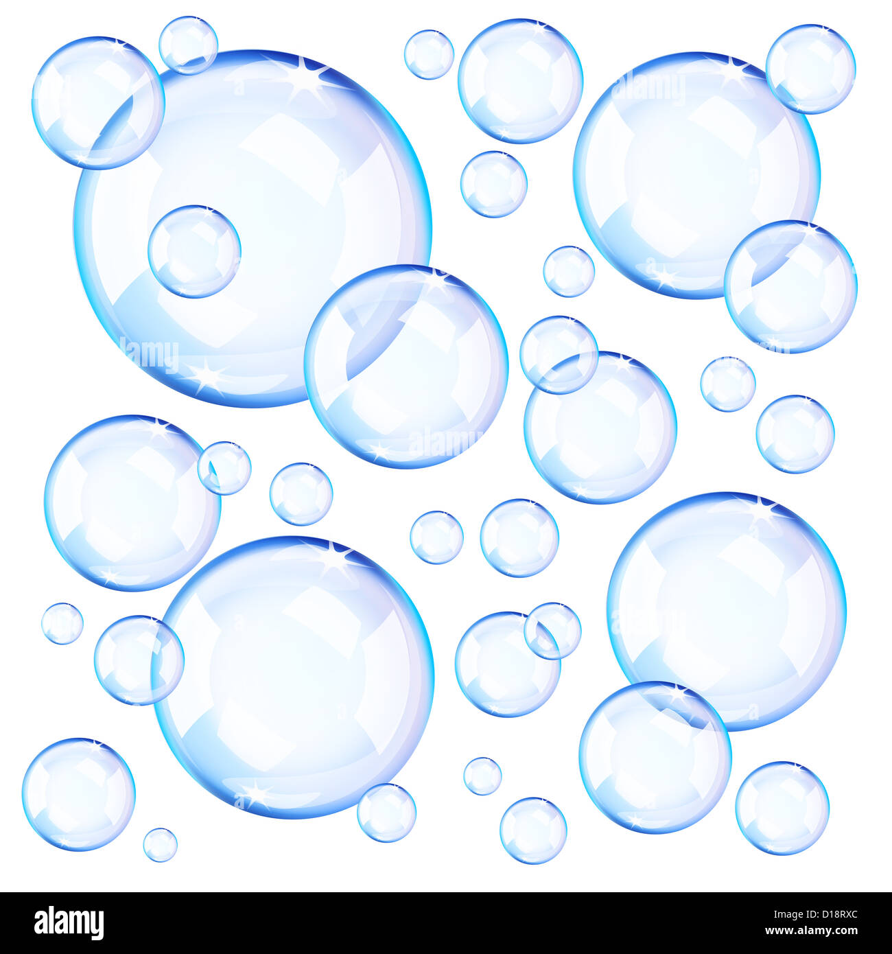 Transparent blue soap bubbles over white background Stock Photo - Alamy
