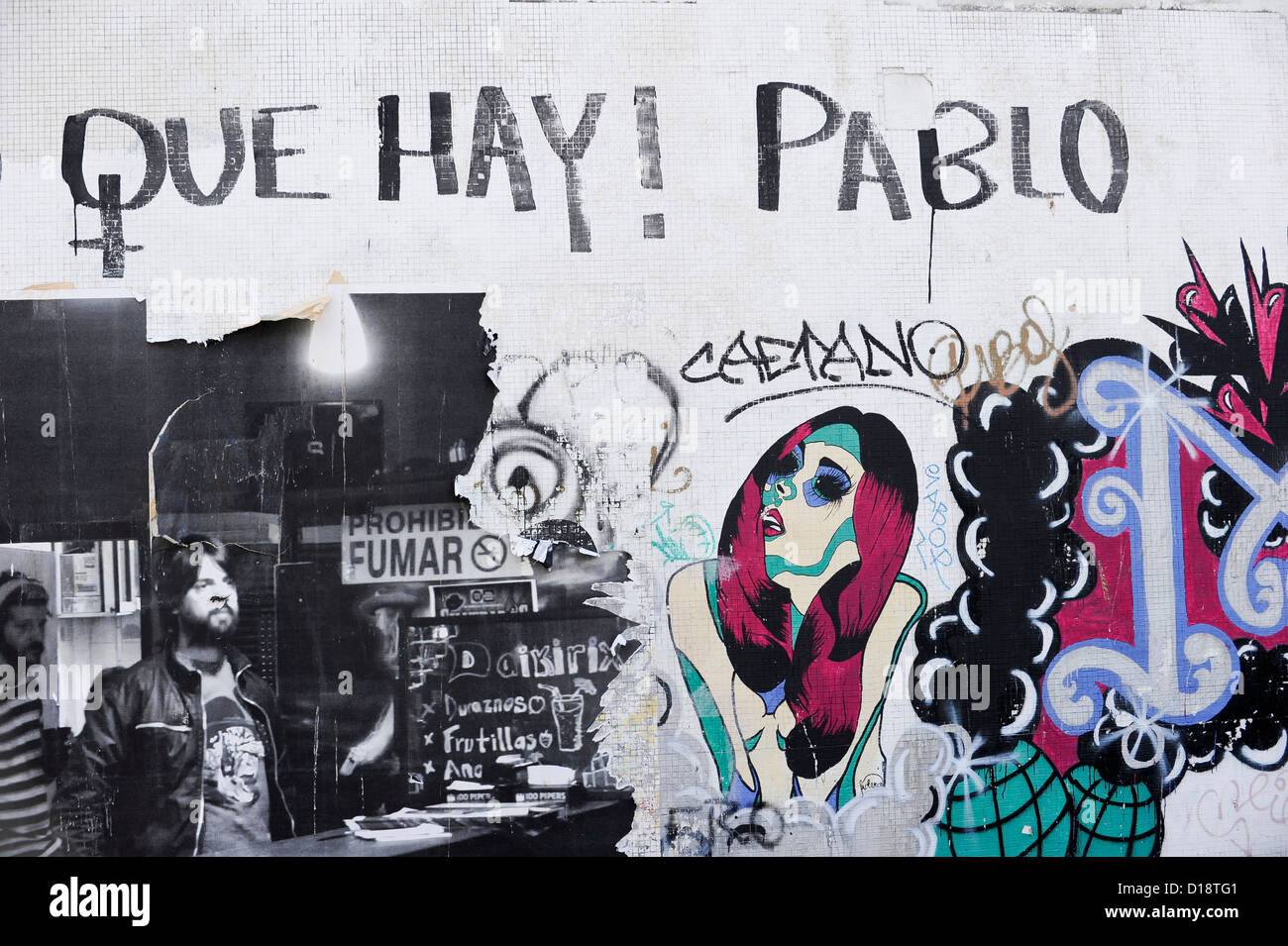 URUGUAY Montevideo, street graffiti Que Hay! Pablo Stock Photo - Alamy